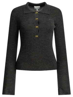 GANNI Logo Polo Sweater