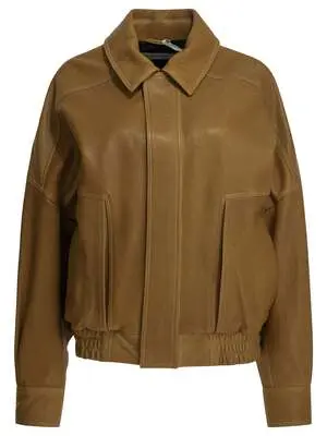 Nour Hammour Dalma' Leather Jacket - Brown