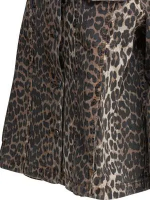 GANNI Leopard Denim Jacket