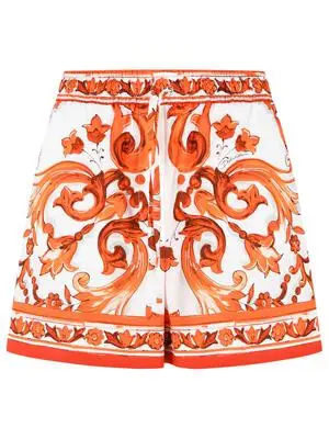 DOLCE & GABBANA 'maiolica' Print Cotton Poplin Shorts