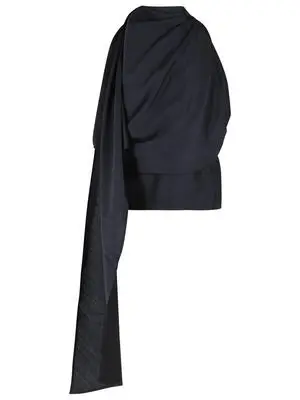 RÓHE Draped Blouse In Wool Blend - Navy