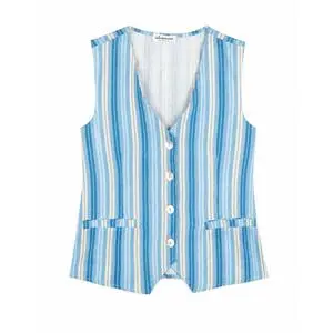 MIND TRAVELER Ana Linen Vest Top - Blue