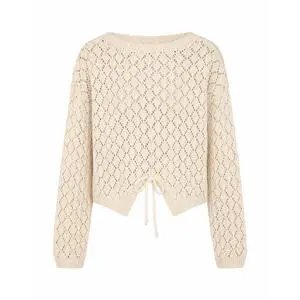 MIND TRAVELER Neutrals Open-knit Diamond Olivia Jumper - Beige