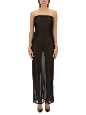 Saint Laurent Strapless Viscose Dress - Black