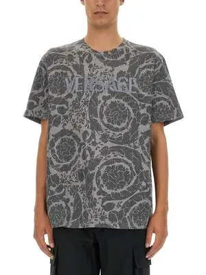 Versace Silhouette Baroque Logo T-shirt - Gray