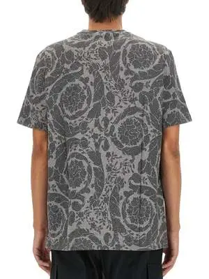 Versace Silhouette Baroque Logo T-shirt - Gray
