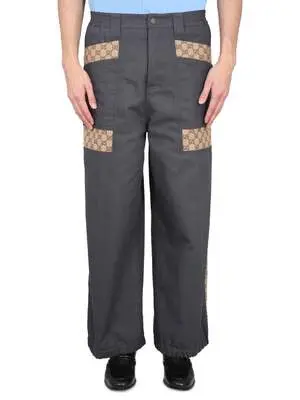 Gucci Cotton Fabric Pants With Gg Inserts - Multicolor