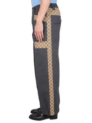 Gucci Cotton Fabric Pants With Gg Inserts - Multicolor