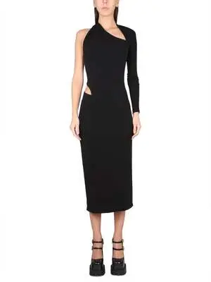 Versace Asymmetrical Neckline Jersey Dress - Black