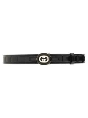 Gucci Gg Cross Buckle Belt - Black