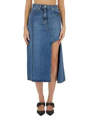 Alexander McQueen Pencil Skirt With Cut-out Detail - Blue