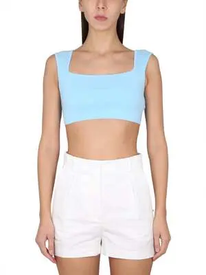 Max Mara Cropped Top With Square Neckline - Multicolor