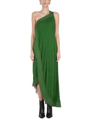 Givenchy One-shoulder Dress With Contrast Stitching - Green