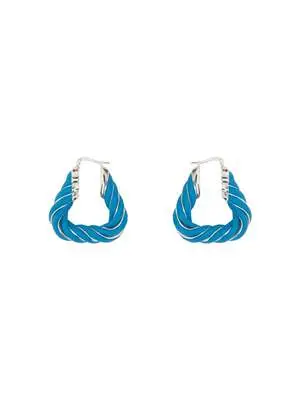 Bottega Veneta Triangular Twist Hoop Earrings In 18k Gold Finish