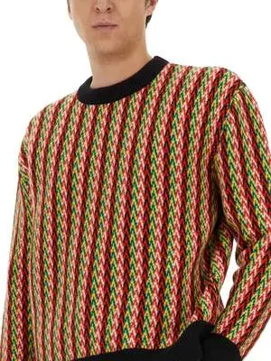 LANVIN Geometric Pattern Merino Wool Crewneck Pullover