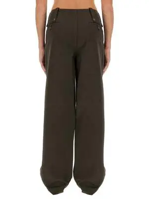 Burberry Cotton Wide Leg Trousers - Brown