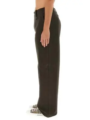 Burberry Cotton Wide Leg Trousers - Brown