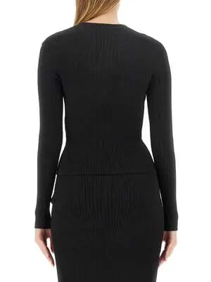 Alexander McQueen Ribbed Knit Cut-out Shirt - Black