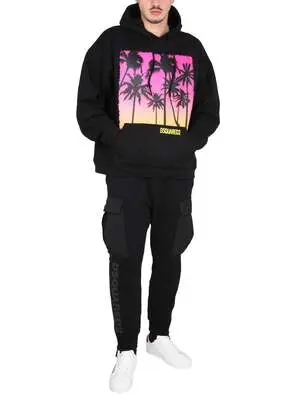 Dsquared2 Sunrise Print Hooded Sweatshirt - Black