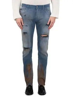 Dolce & Gabbana Skinny Fit Jeans With Distressed Details - Multicolor
