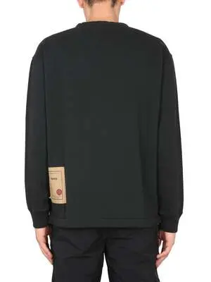 TEN C Cotton Sweatshirt With Logo Patch - Black