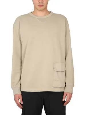 TEN C Cotton Sweatshirt With Logo Patch - Cream