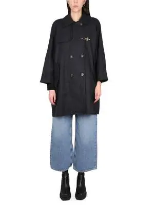 FAY Double-breasted Trench Coat - Black