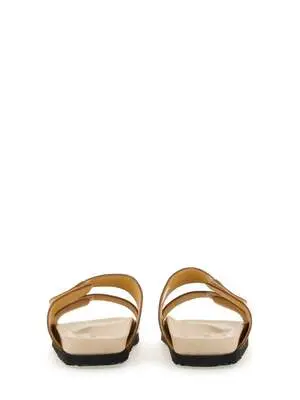 Palm Angels Metallic Logo Slides - Gold