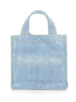 Acne Studios Mini Denim Shopper Bag With Logo - Multicolor