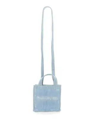 Acne Studios Mini Denim Shopper Bag With Logo - Multicolor