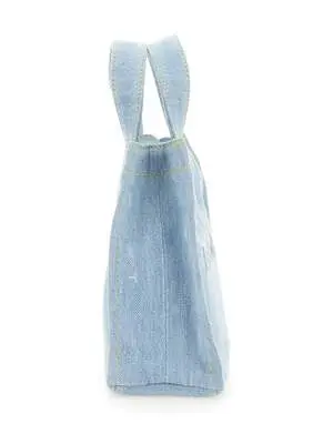 Acne Studios Mini Denim Shopper Bag With Logo - Multicolor