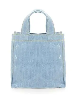 Acne Studios Mini Denim Shopper Bag With Logo - Multicolor