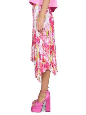 Versace Floral Pleated Midi Skirt - Multicolor