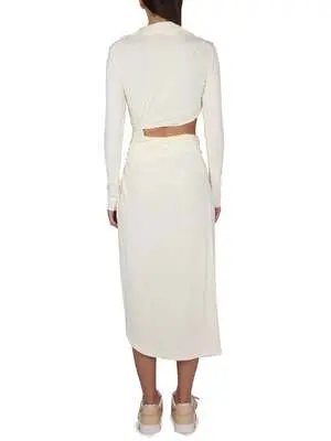 Off-White Dress With Ruffles