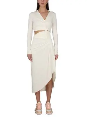 Off-White OFF-WHITE Ruffled Ruched Dress White