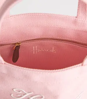 Harrods Cotton Embroidered Logo Tote Bag