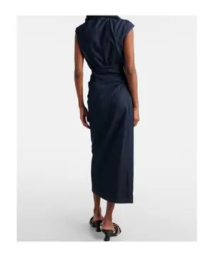 Dries Van Noten Ruffle Detailed Midi Denim Dress