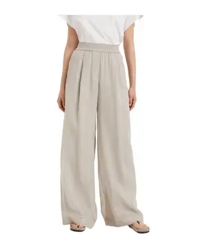 Brunello Cucinelli Elasticated-waist Linen Trousers - Nude
