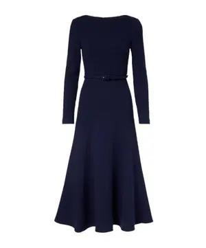 Roland Mouret Belted Wool Crêpe Midi Dress - Black