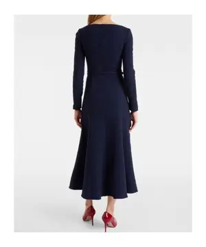 Roland Mouret Belted Wool Crêpe Midi Dress