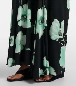 Alaïa Floral Ruched Jersey Maxi Dress
