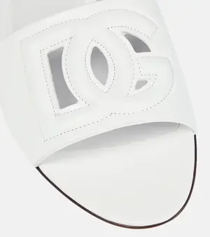 Dolce & Gabbana Logo Cutout Leather Slides