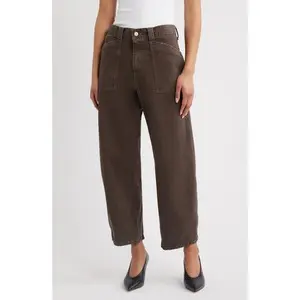 Moussy Vintage Pomonok High Waist Stretch Cotton Twill Ankle Pants - Brown