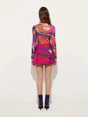 Emilio Pucci Hawaiian Print Silk Wrap Mini Skirt