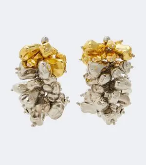 Dries Van Noten Embroidered Drop Earrings - Silver