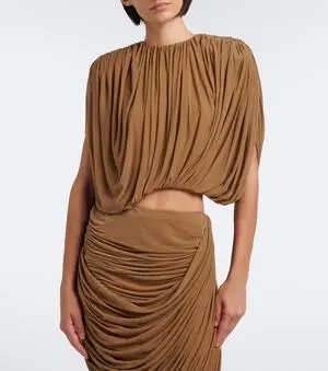 Magda Butrym Draped Jersey Crop Top - Brown