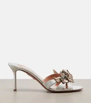 AQUAZZURA Papillon Appliqué Leather Sandals