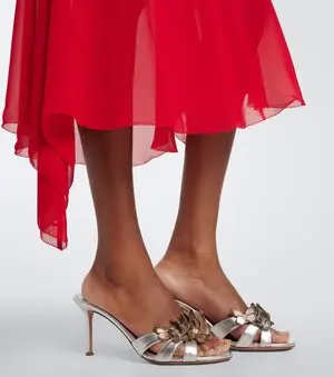 AQUAZZURA Papillon Appliqué Leather Sandals