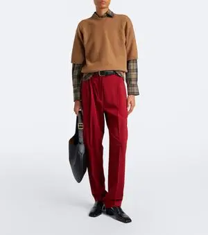 RÓHE Virgin Wool Tape Pants In Carmine