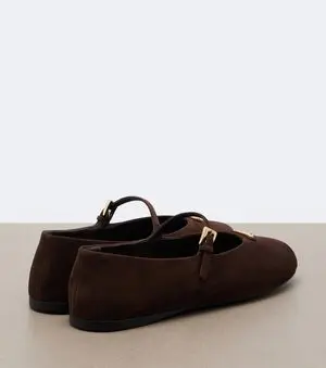 Prada Suede Mary Jane Flats With Buckle Fastening